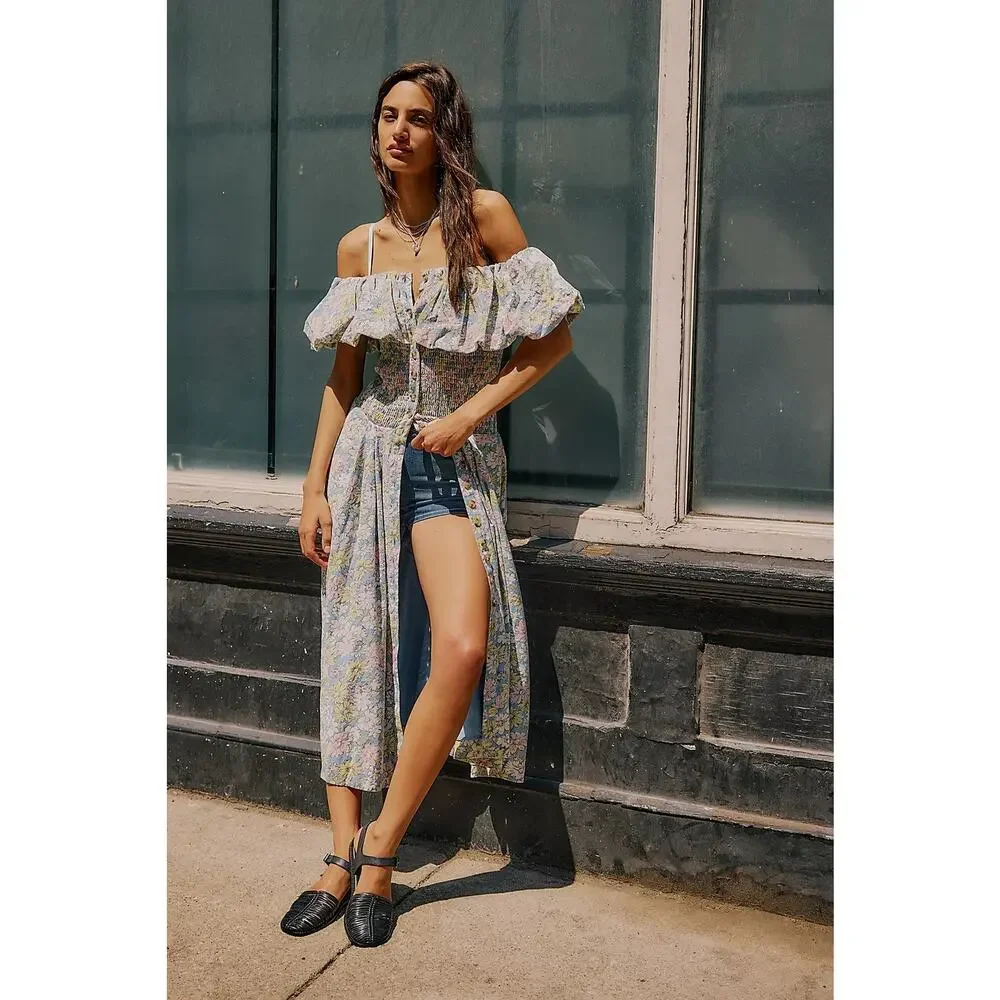 Free People | Dresses | Nwt Free People Lewis Maxi Dress 68 Small Blue ...